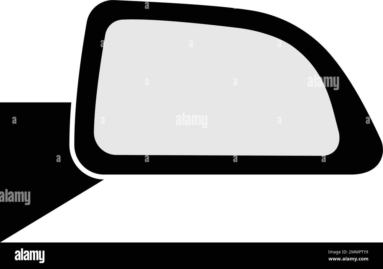 rear view car mirror icon in black frame isolated on white background ...