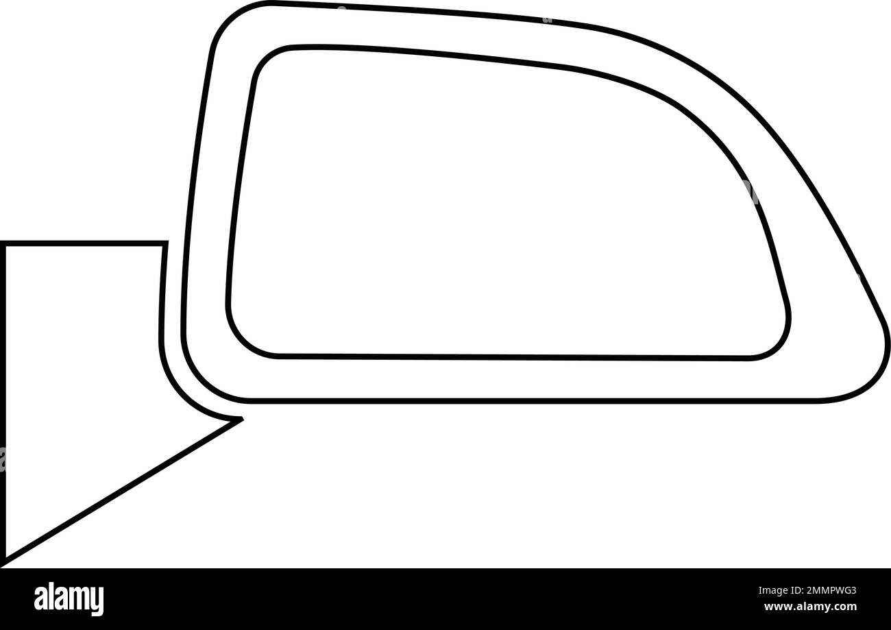 rear view car mirror icon in black frame isolated on white background ...