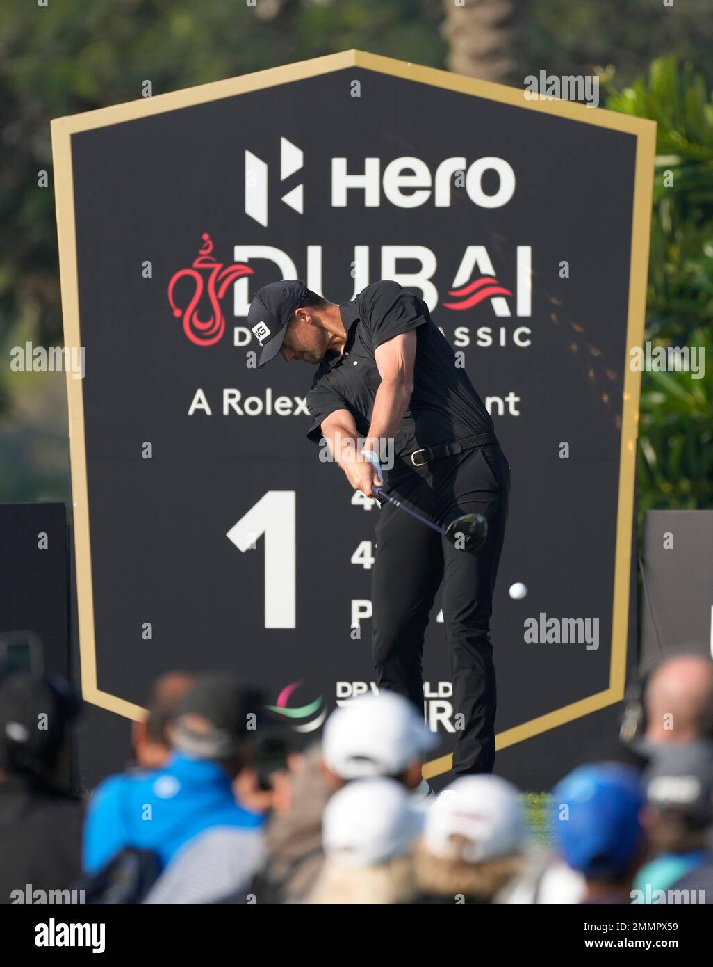Victor Perez of France tees off on the first hole during the final ...