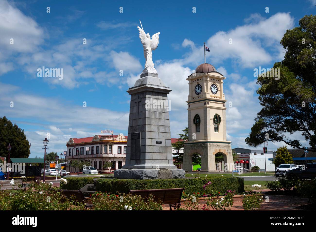 War Memorial and clock tower, Manchester Square, Feilding, Manawatu ...