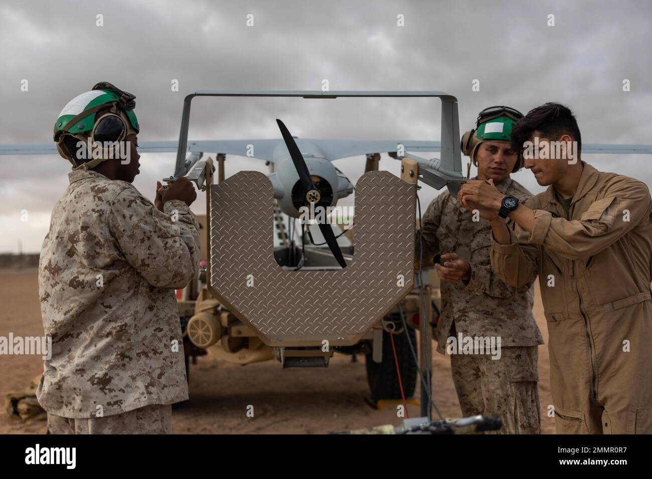 U.S. Marines assigned to Marine Unmanned Aerial Vehicle Squadron 2 ...