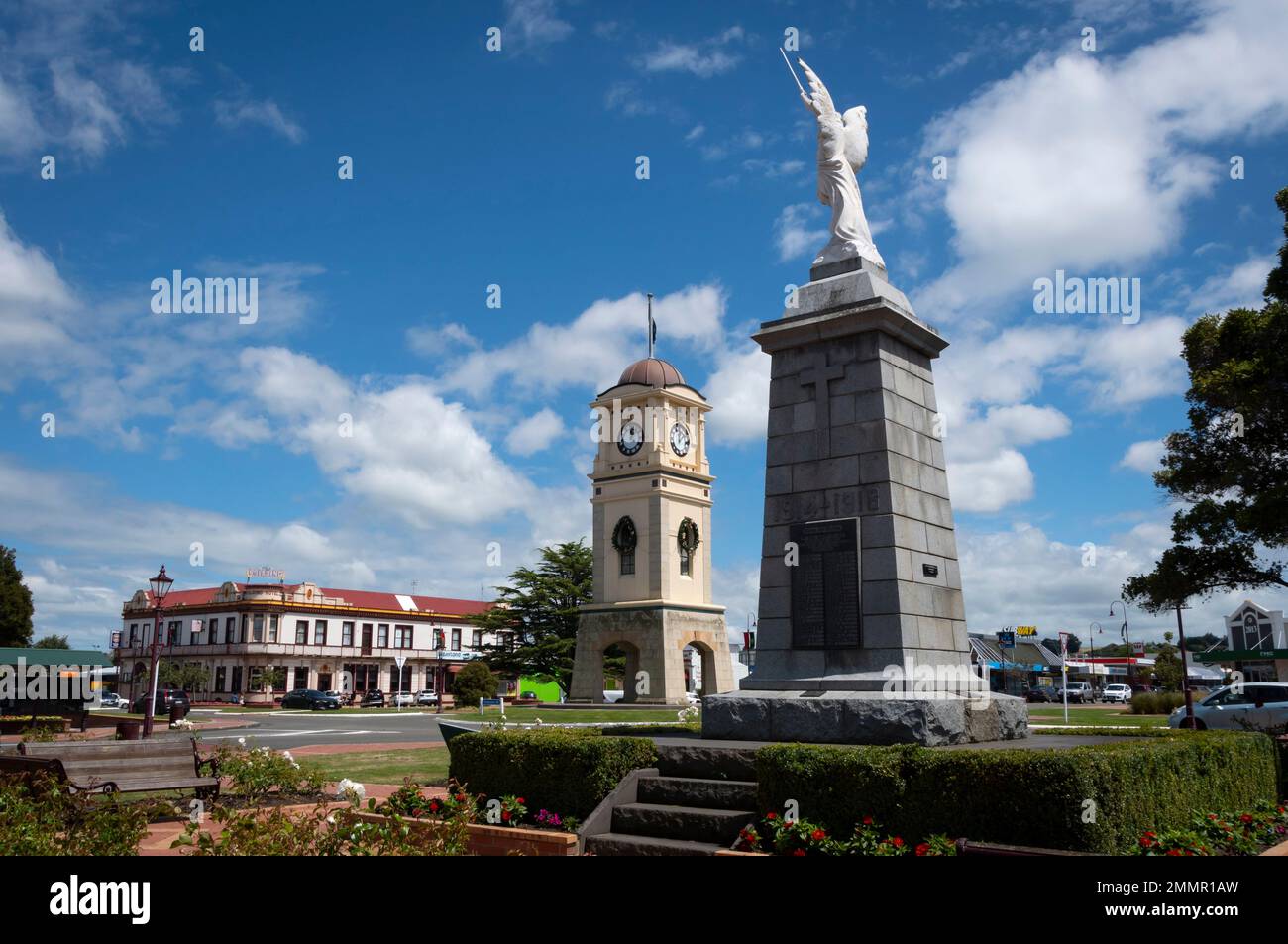 War Memorial and clock tower, Manchester Square, Feilding, Manawatu ...