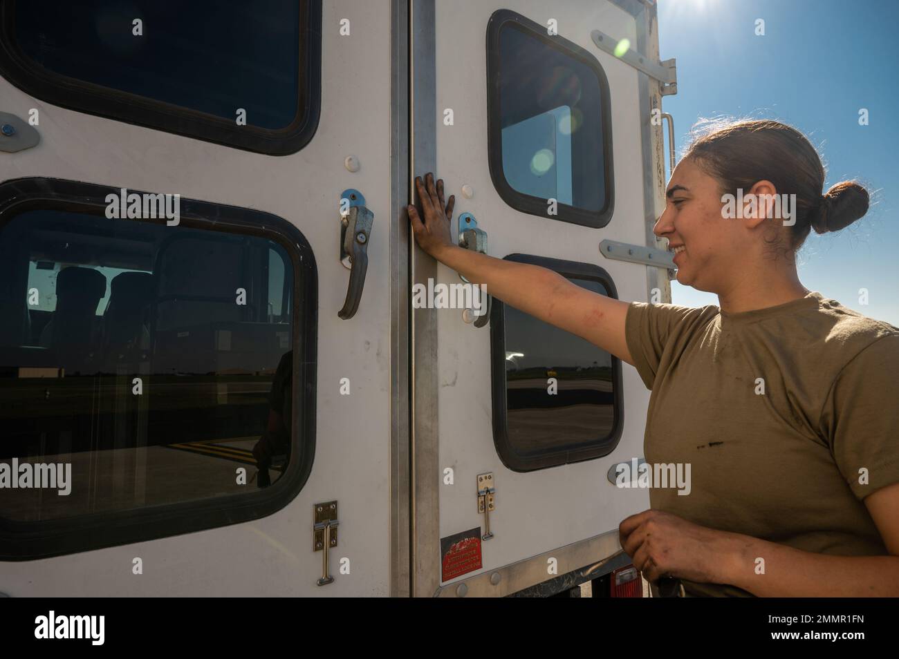U.S. Air Force Airman 1st Class Haley Shutter, an in-flight controls ...