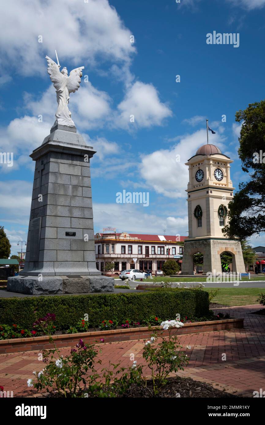 War Memorial and clock tower, Manchester Square, Feilding, Manawatu ...