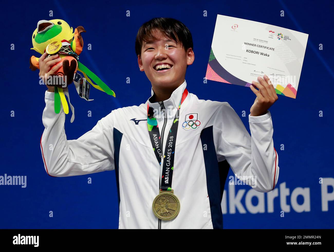 Japan's Waka Kobori stands on the podium after receiving her bronze ...