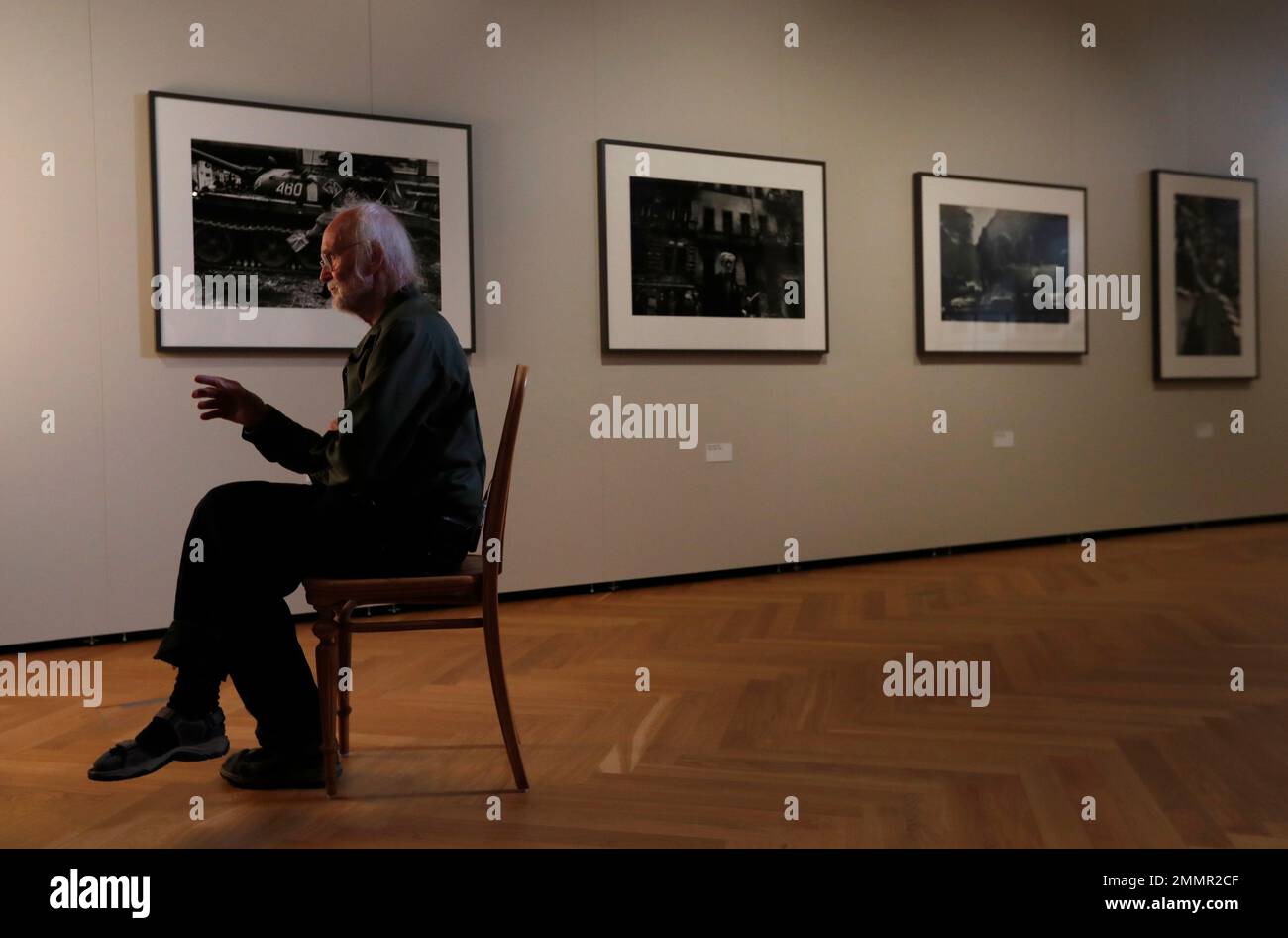 In this Aug. 10, 2018 photo, photographer Josef Koudelka answers ...