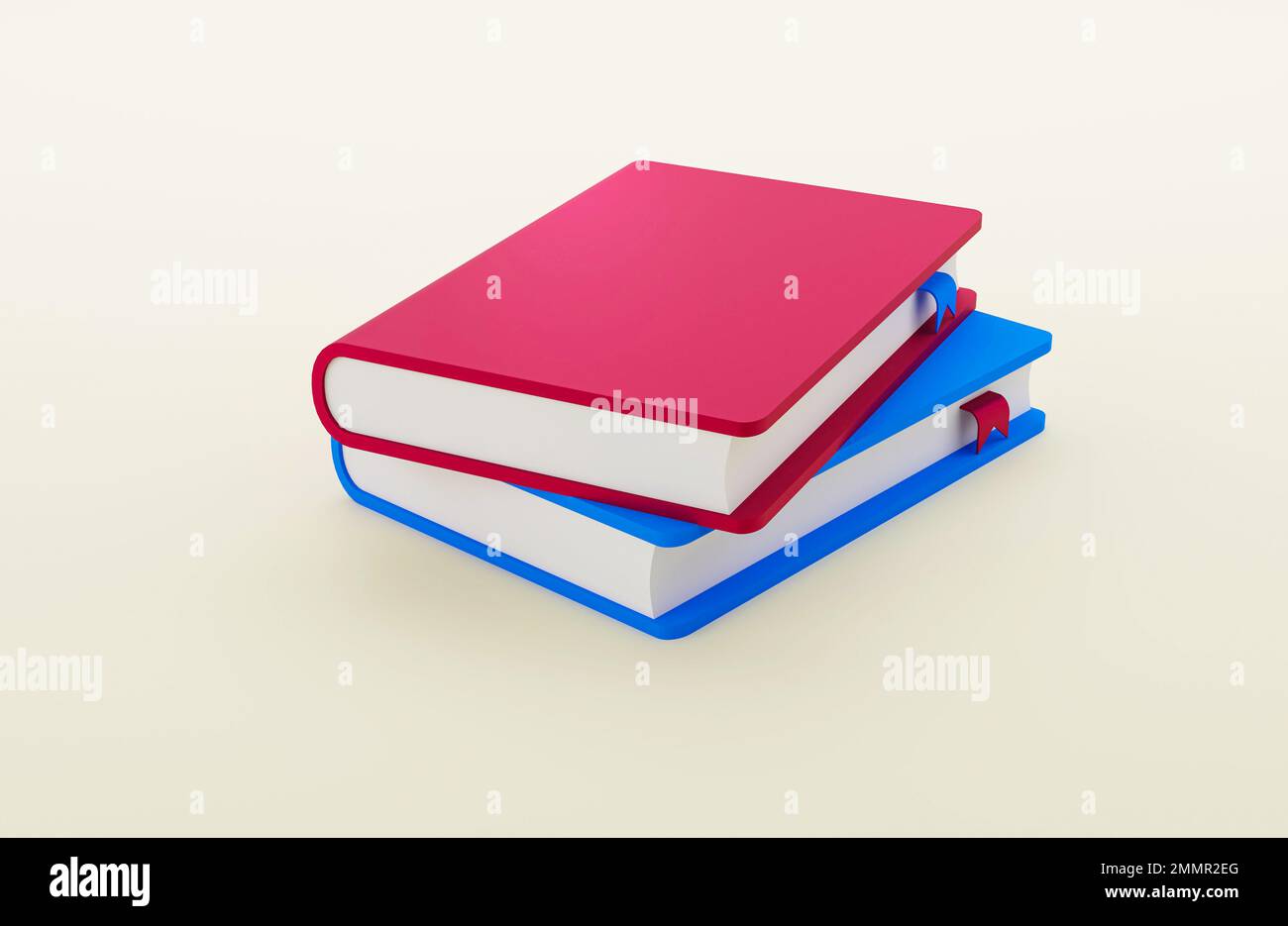 3d rendering Stack of books red and blue isolated on a yellow ...