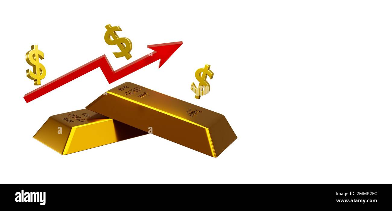 3d rendering Gold bars and dollar signs concept forex trading in the ...