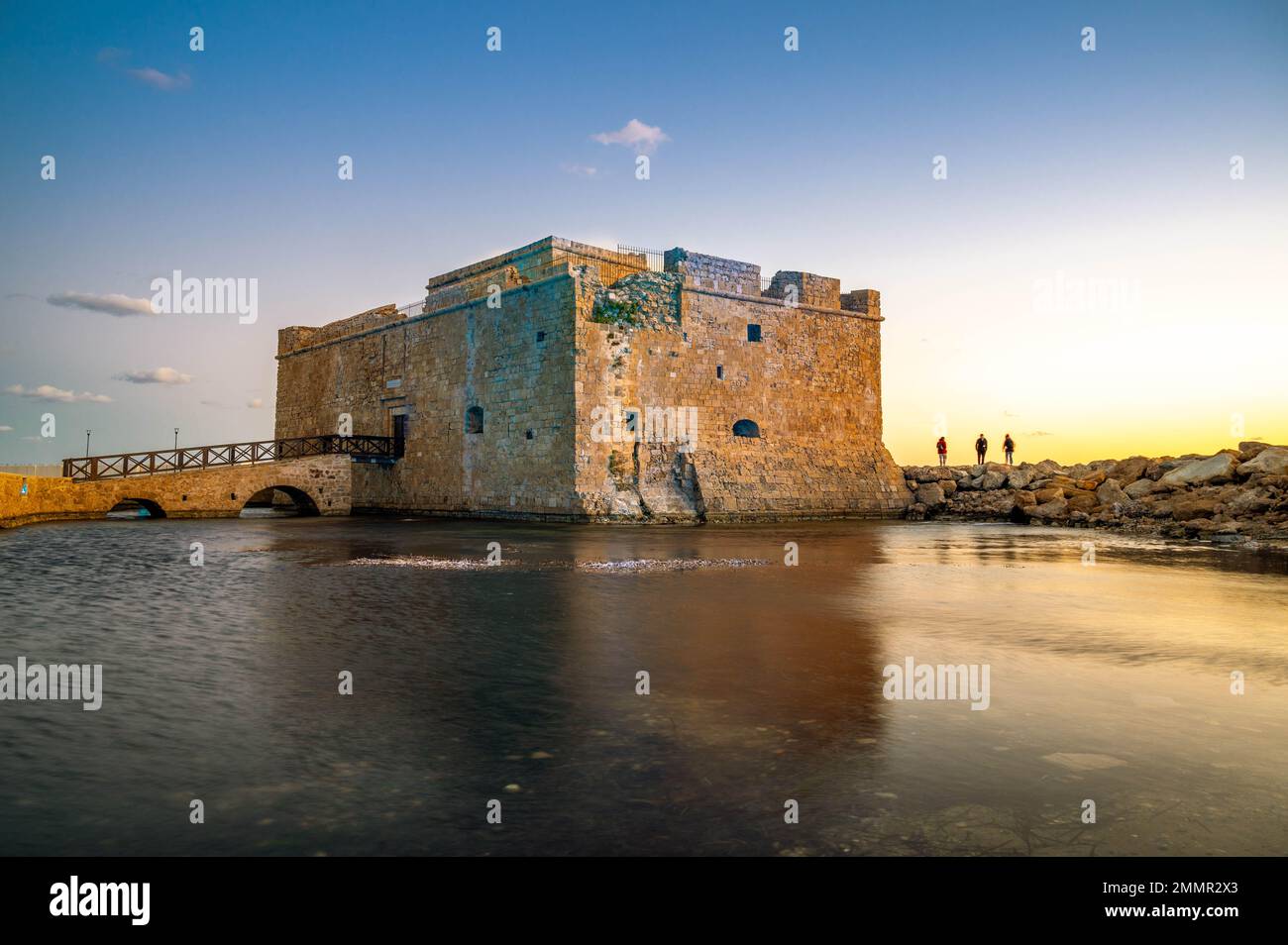 Paphos castle on the mediterranean island of Cyprus at sunset Stock ...