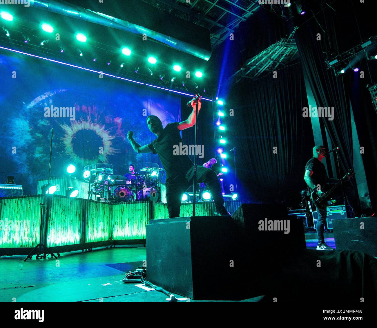 The American alternative rock band Breaking Benjamin with drummer Shaun ...