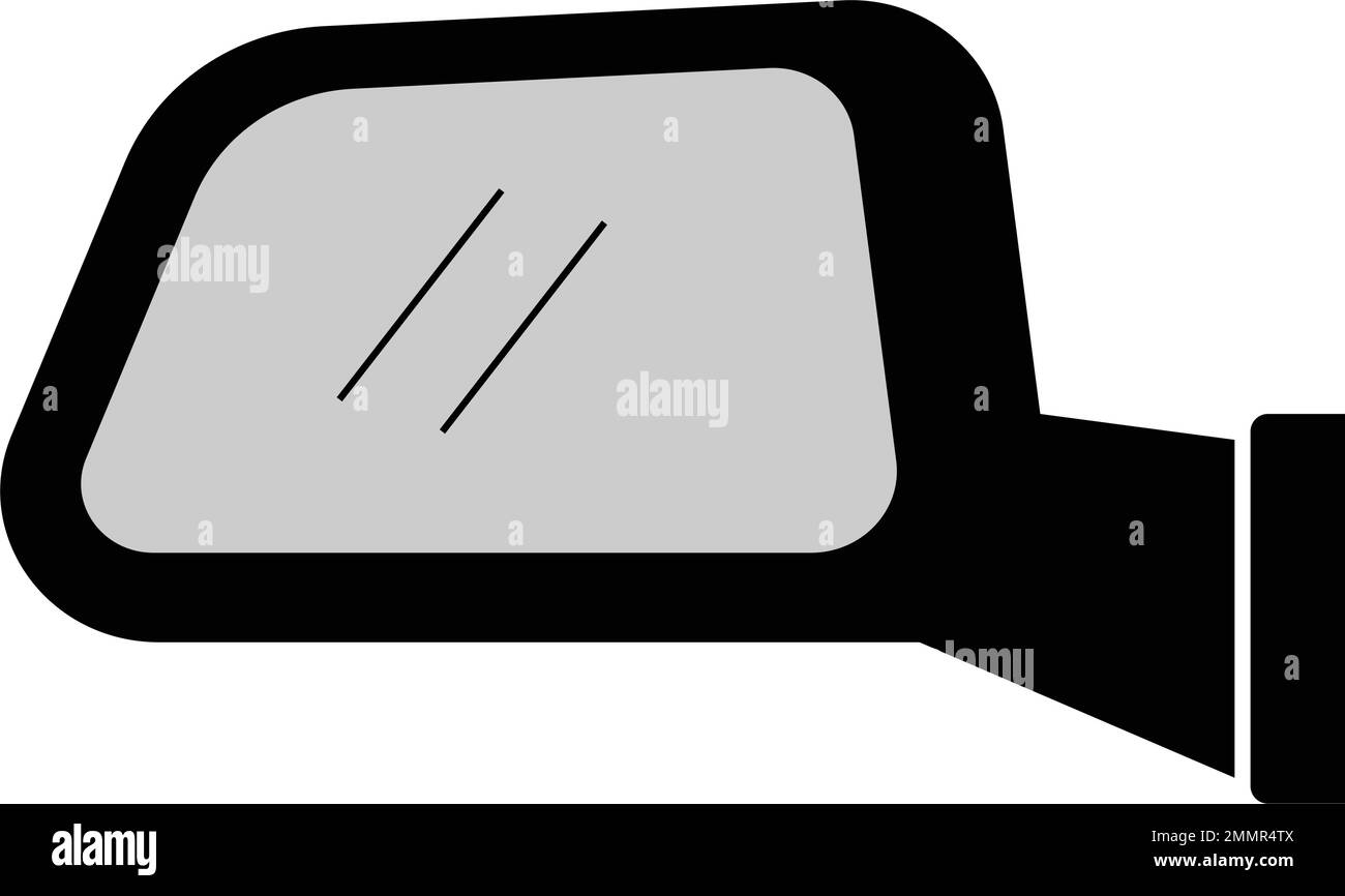 rear view car mirror icon in black frame isolated on white background ...