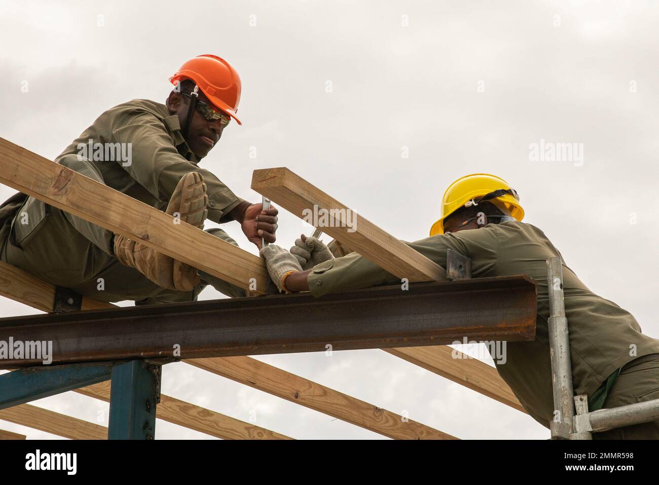 Members of the Republic of Fiji Military Force Engineers bolt on ...