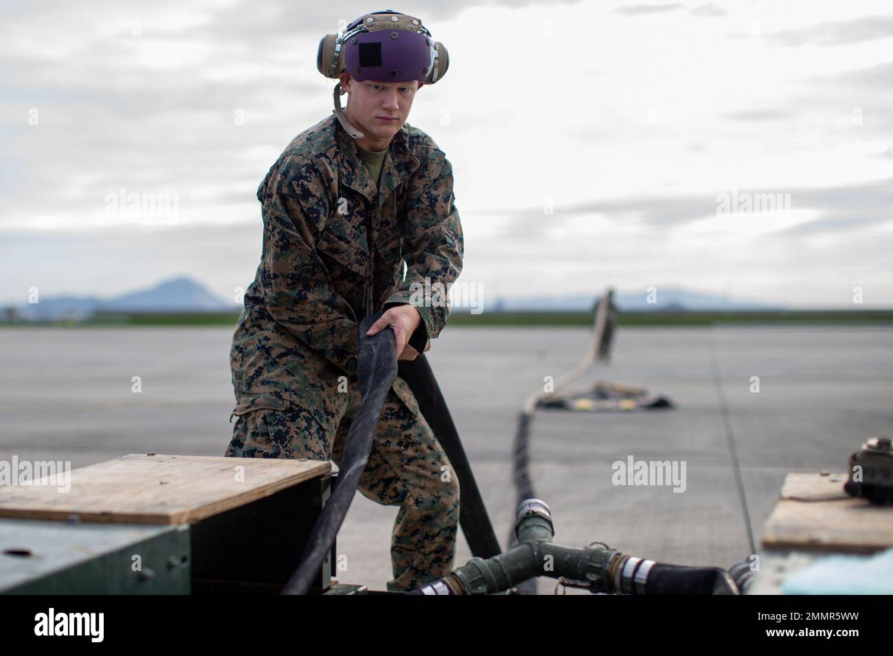 U.S. Marine Corps Lance Cpl. Chris Ray, a bulk fuel specialist with ...