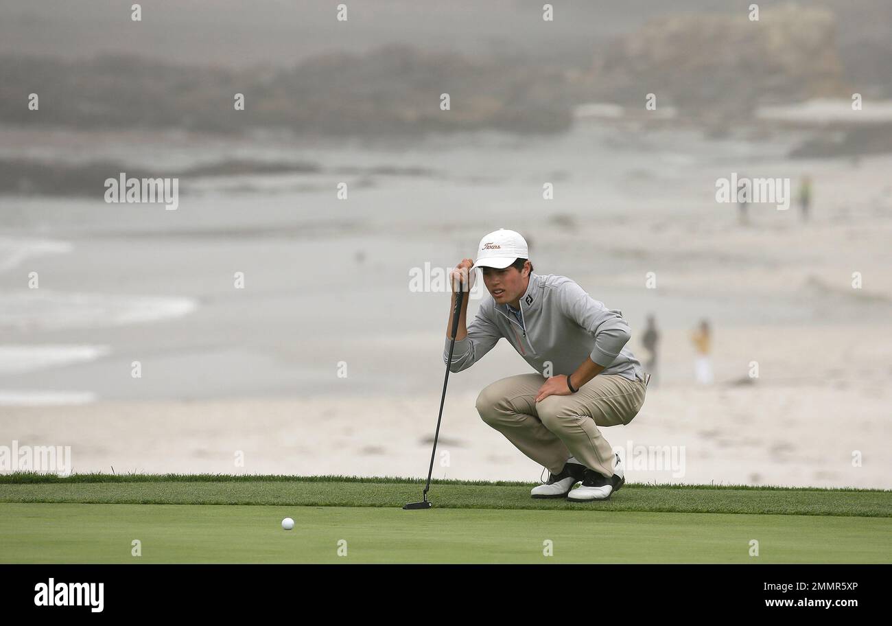 Cole Hammer looks over the 10th green of the Pebble Beach Golf Links ...