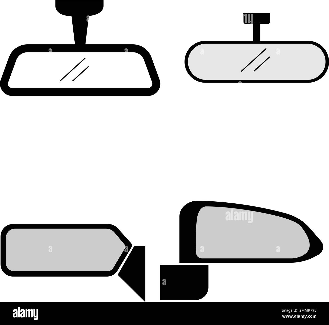 rear view car mirror icon in black frame isolated on white background ...