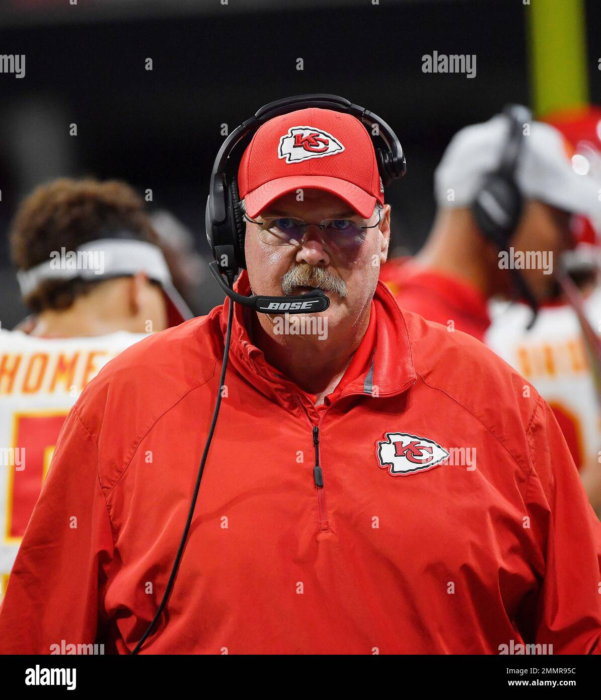Kansas City Chiefs head coach Andy Reid walks the sidelines during the ...