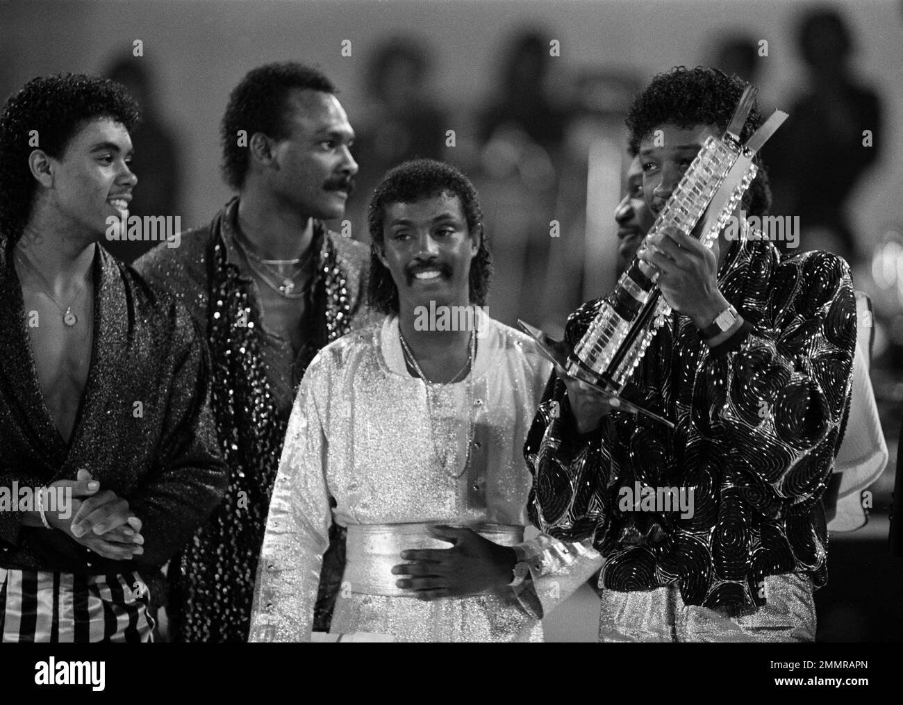 James "J.T." Taylor, lead vocalist of the band Kool and the Gang, holds ...