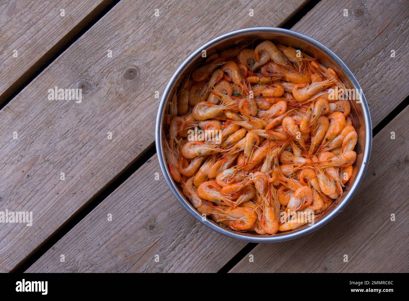 The top view prawns is a seafood. Bring it to boil until cooked to make ...