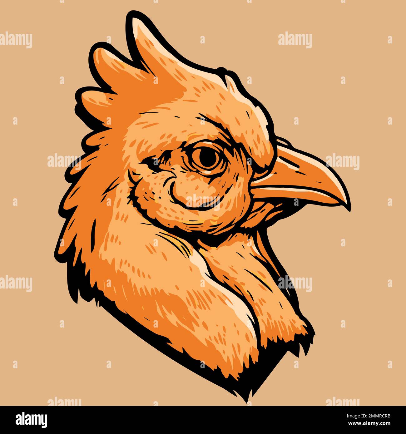 Vector illustration of chicken bird animal head hen seen from the side ...