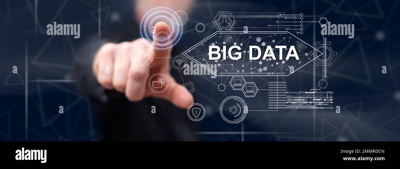 Man touching a big data concept on a touch screen with his finger Stock ...