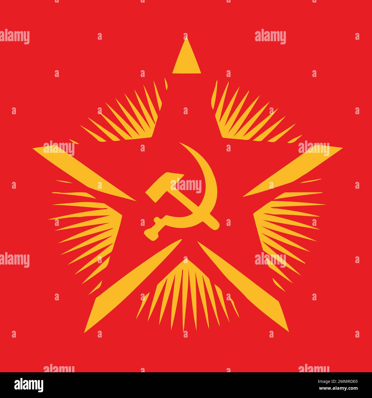 Art vector illustration in communist style in red and yellow colors ...