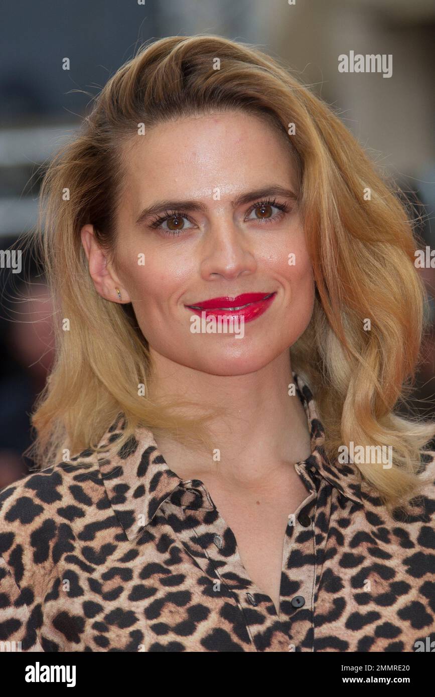 Actress Hayley Atwell poses for photographers upon arrival at the UK ...
