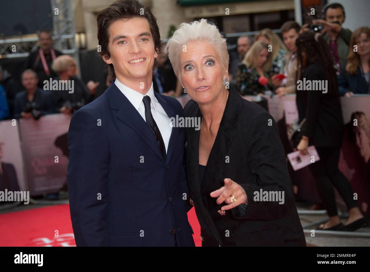 Actors Emma Thompson, right and Fionn Whitehead, pose for photographers ...