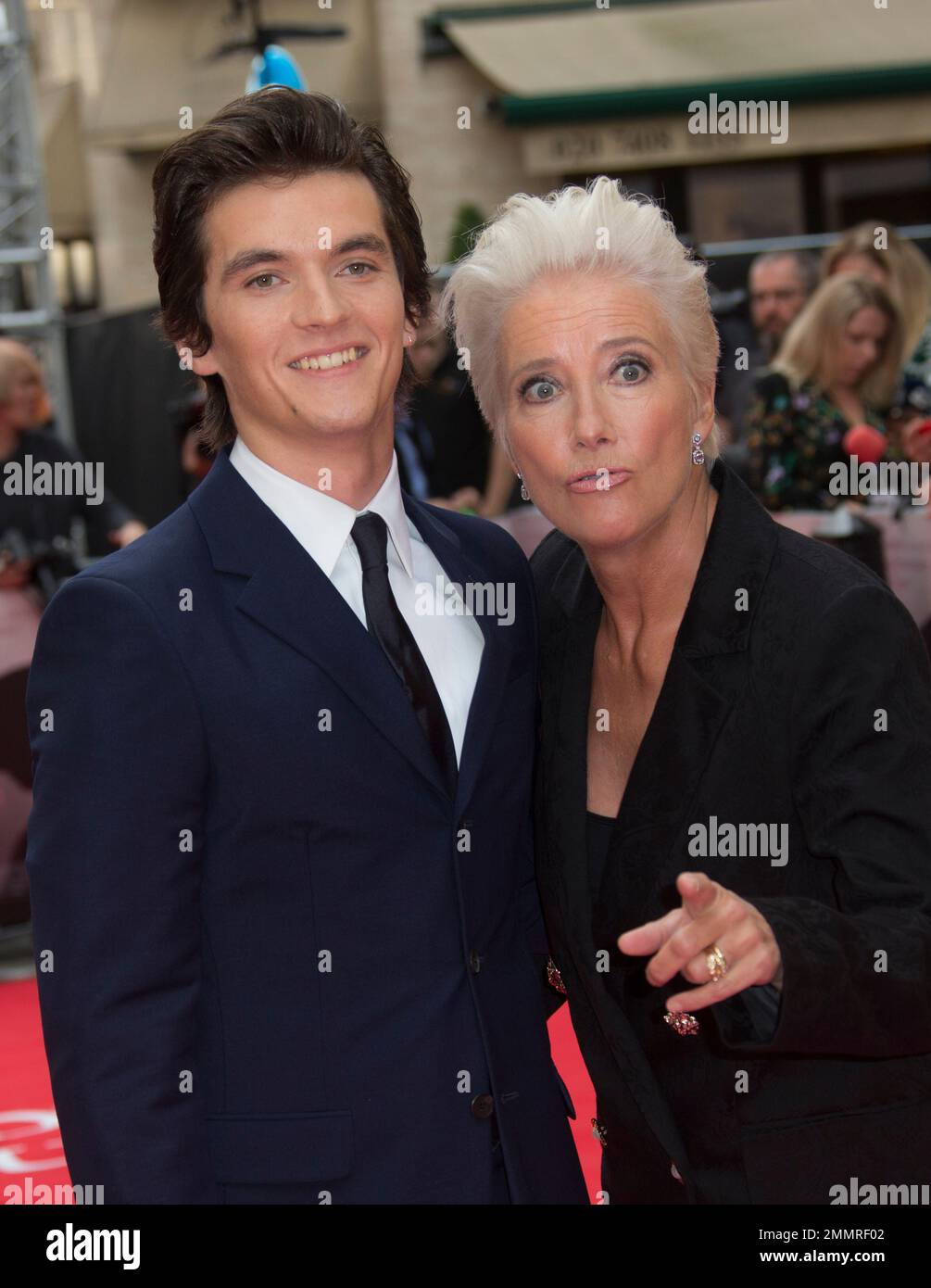 Actors Emma Thompson, right and Fionn Whitehead, pose for photographers ...