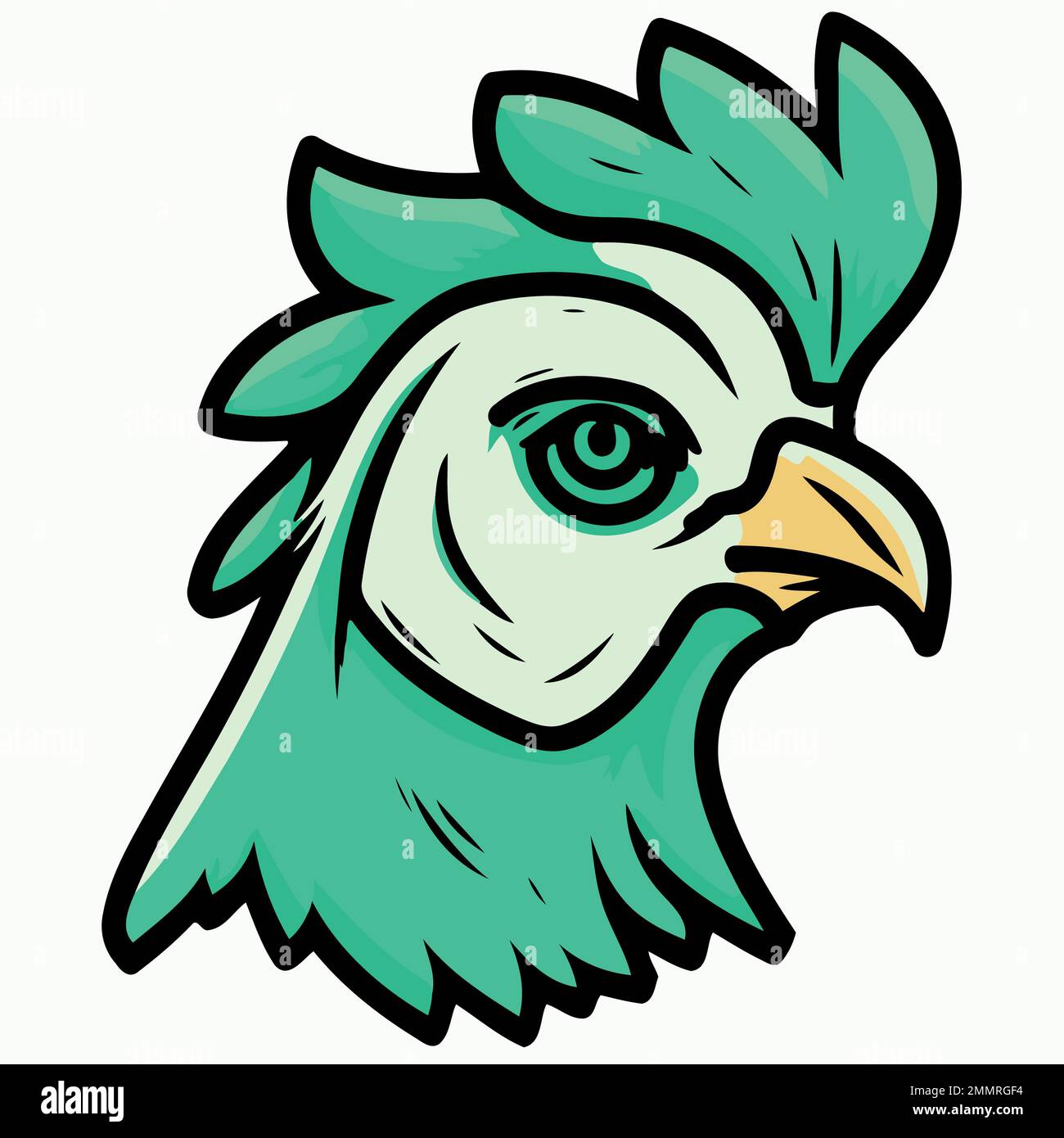 Vector illustration of chicken bird animal head hen seen from the side ...