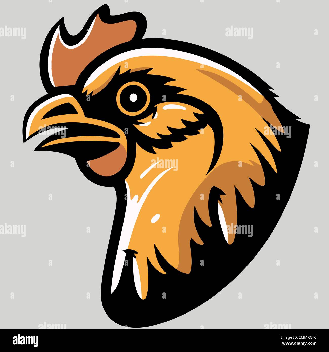 Vector illustration of chicken bird animal head hen seen from the side ...