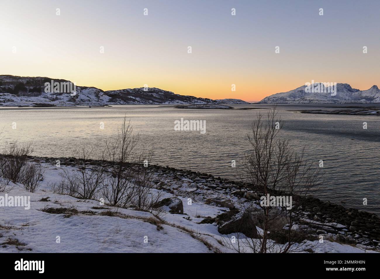 Landscape shot highlighting the rugged mountains and snow-covered ...