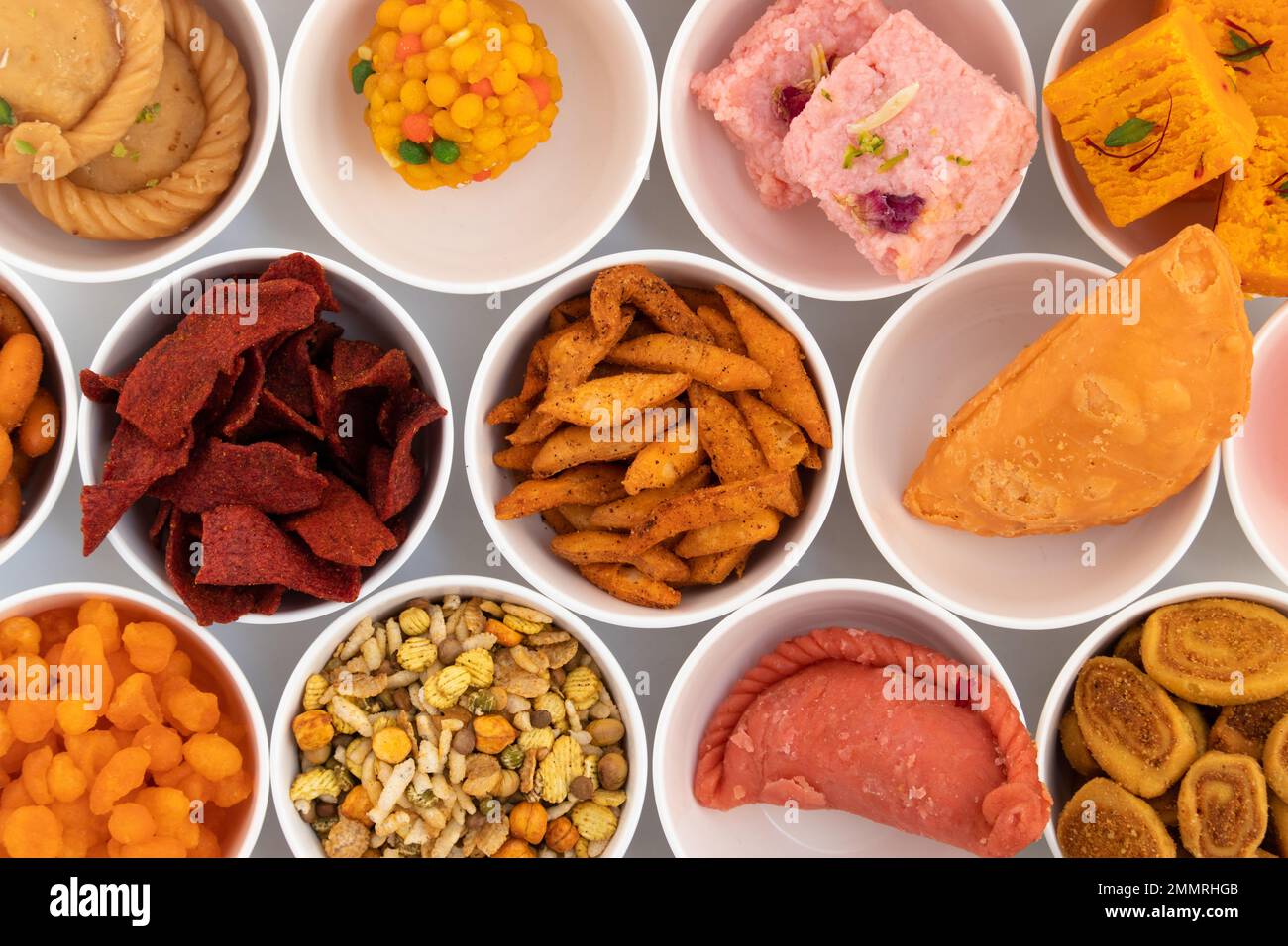 Mix Of Sweet Mithai And Salted Snacks Rose Kalakand, Laddu, Barfi ...