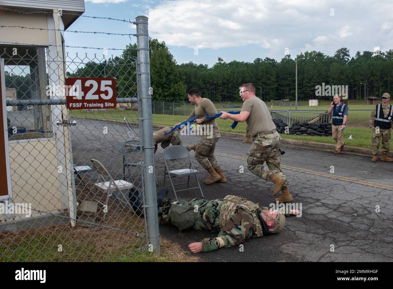 Airmen, 94th Security Forces Squadron, simulate as hostile forces and ...