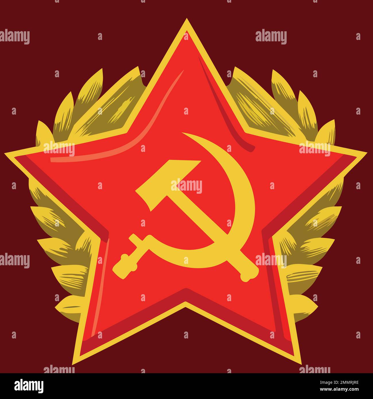 Art vector illustration in communist style in red and yellow colors ...
