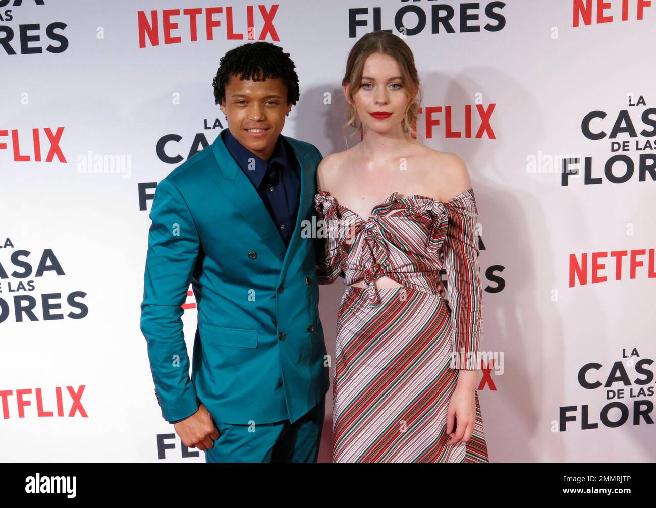 In this Aug. 8, 2018 photo, British actors Percelle Ascott, left, and ...