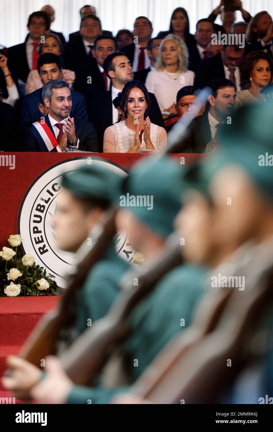 Paraguay's new President Mario Abdo Benitez, left, and his wife Silvana ...
