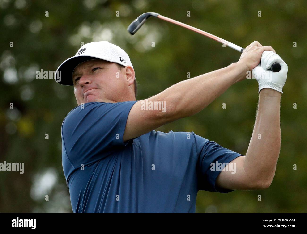 FILE - In this Jan. 22, 2017, file photo, Chad Campbell watches his tee ...