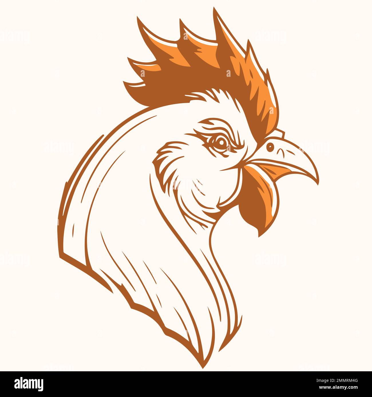 Vector illustration of chicken bird animal head hen seen from the side ...