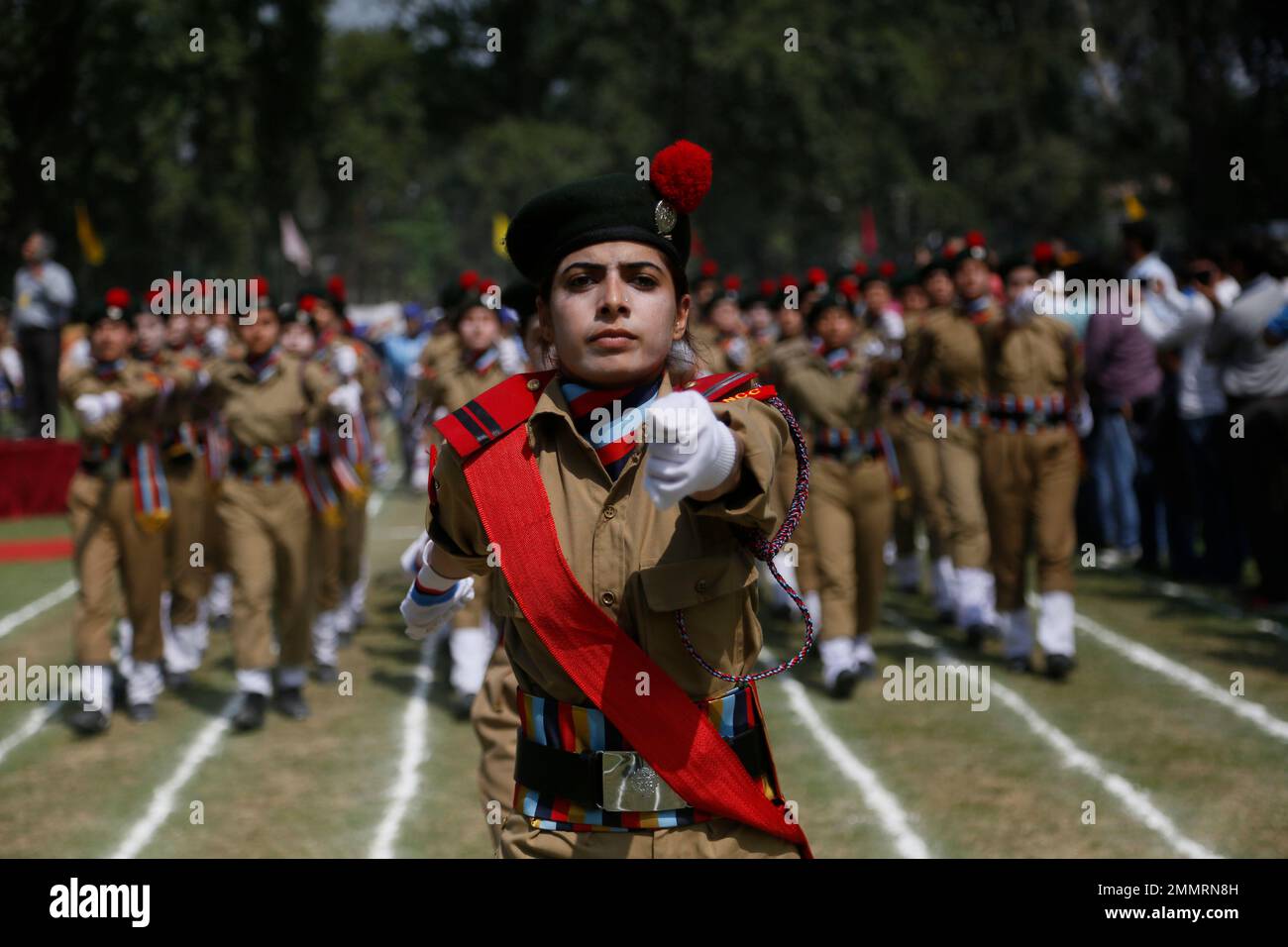Members of the National Cadet Corps (NCC) march during India's ...