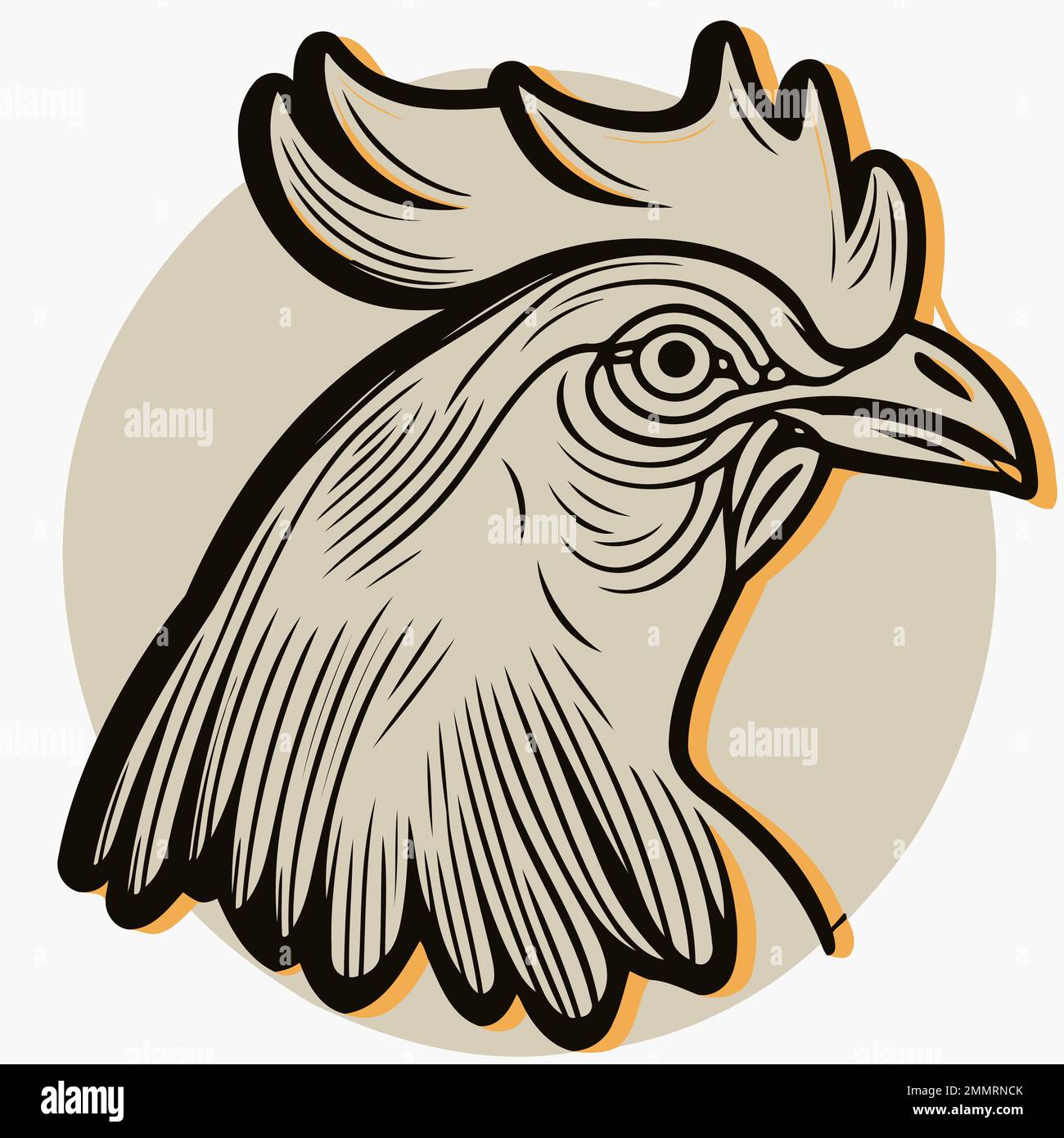 Vector illustration of chicken bird animal head hen seen from the side ...