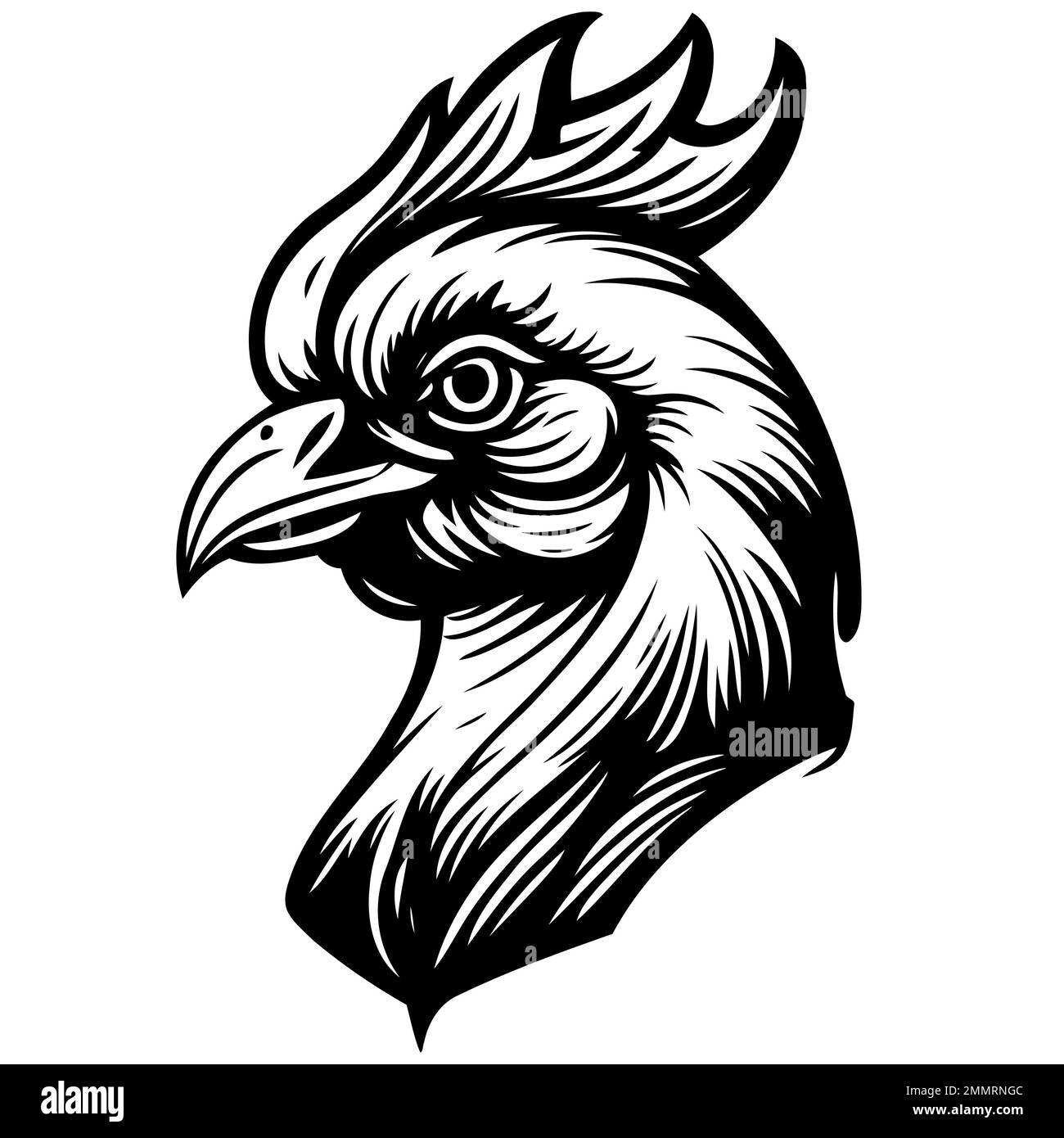 Vector illustration of chicken bird animal head hen seen from the side ...
