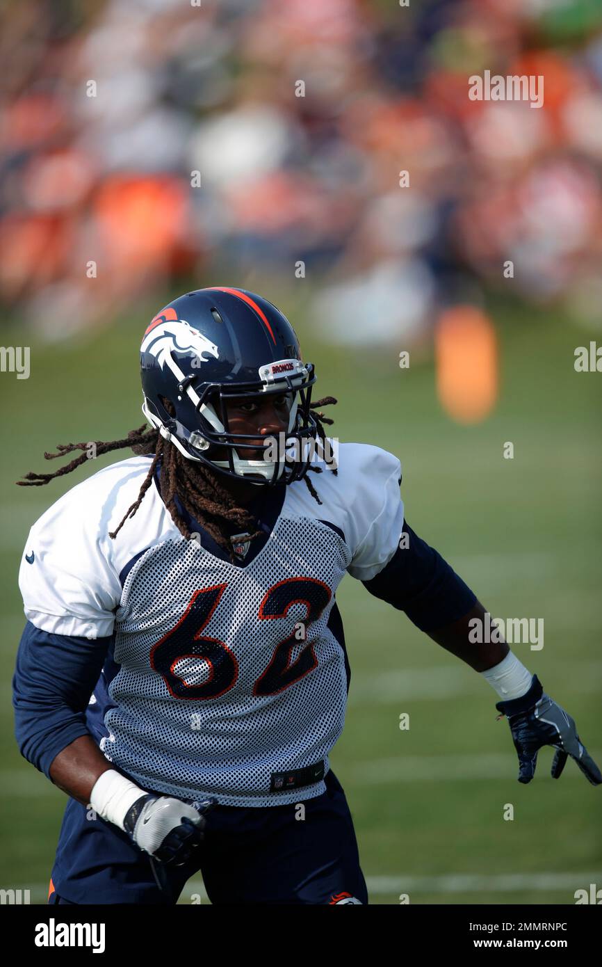 Denver Broncos inside linebacker A.J. Johnson takes part in drills ...