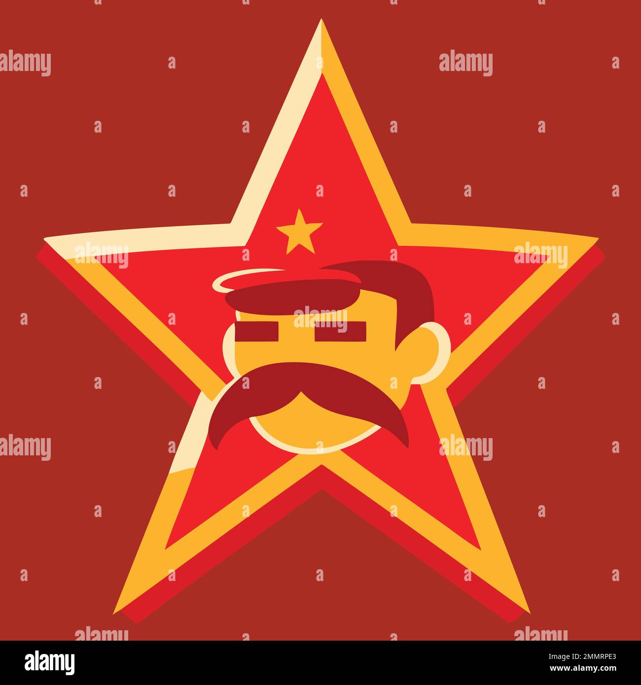 Art vector illustration in communist style in red and yellow colors ...