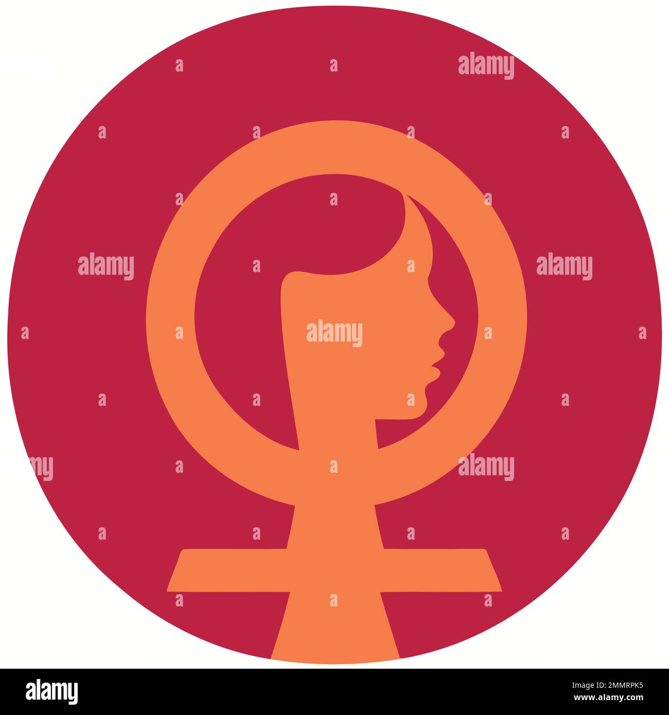 Female gender symbol merged with female face in minimalist style Stock ...