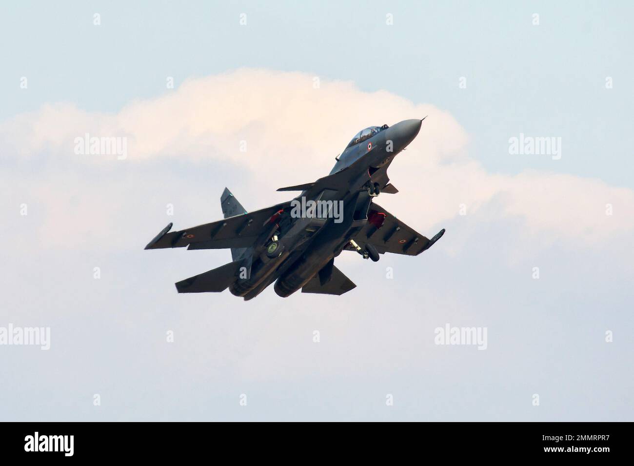 India Air Force Su-30MKI Flanker is seen take off during the joint ...