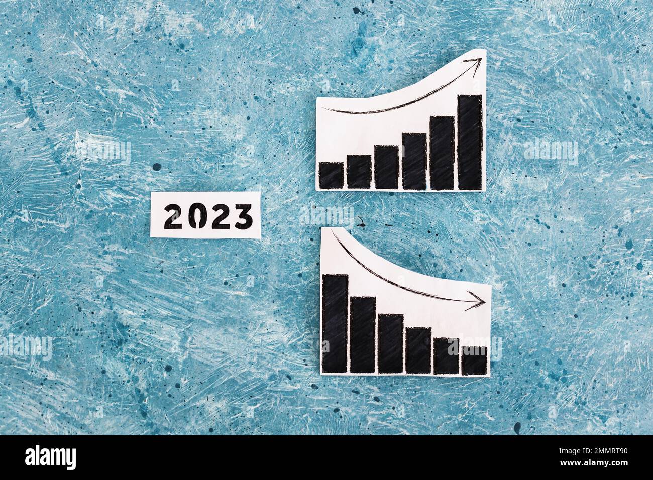 interest rates or inflation and cost of living concept, 2023 text with ...