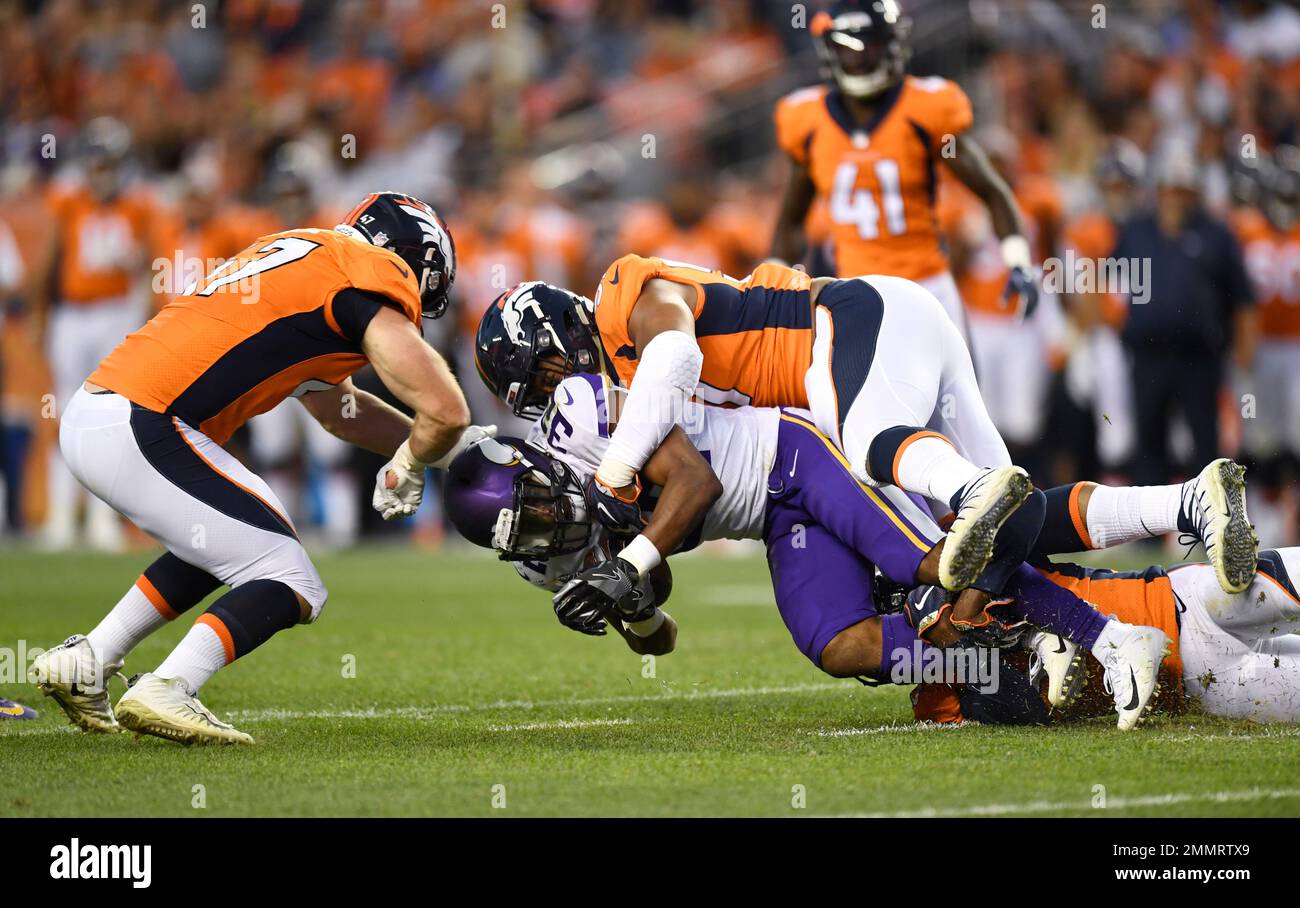 Denver Broncos inside linebacker Josey Jewell, left, and defensive end ...