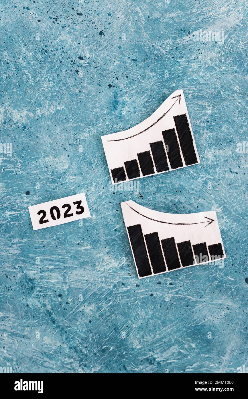 interest rates or inflation and cost of living concept, 2023 text with ...