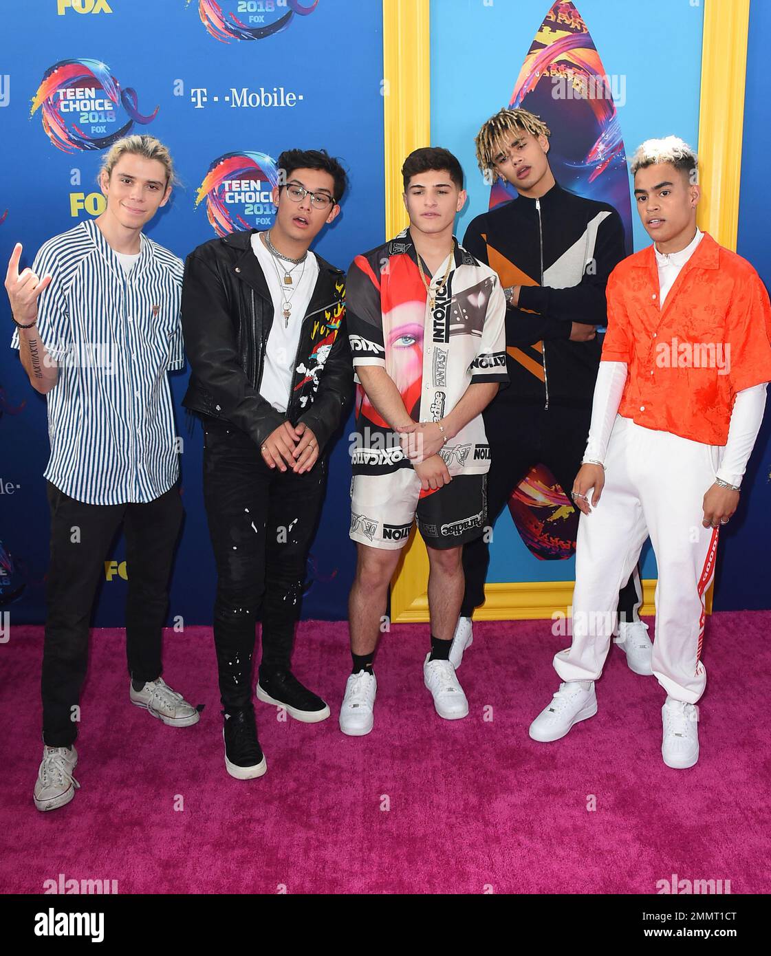 Austin Porter, from left, Brandon Arreaga, Nick Mara, Zion Kuwonu and ...