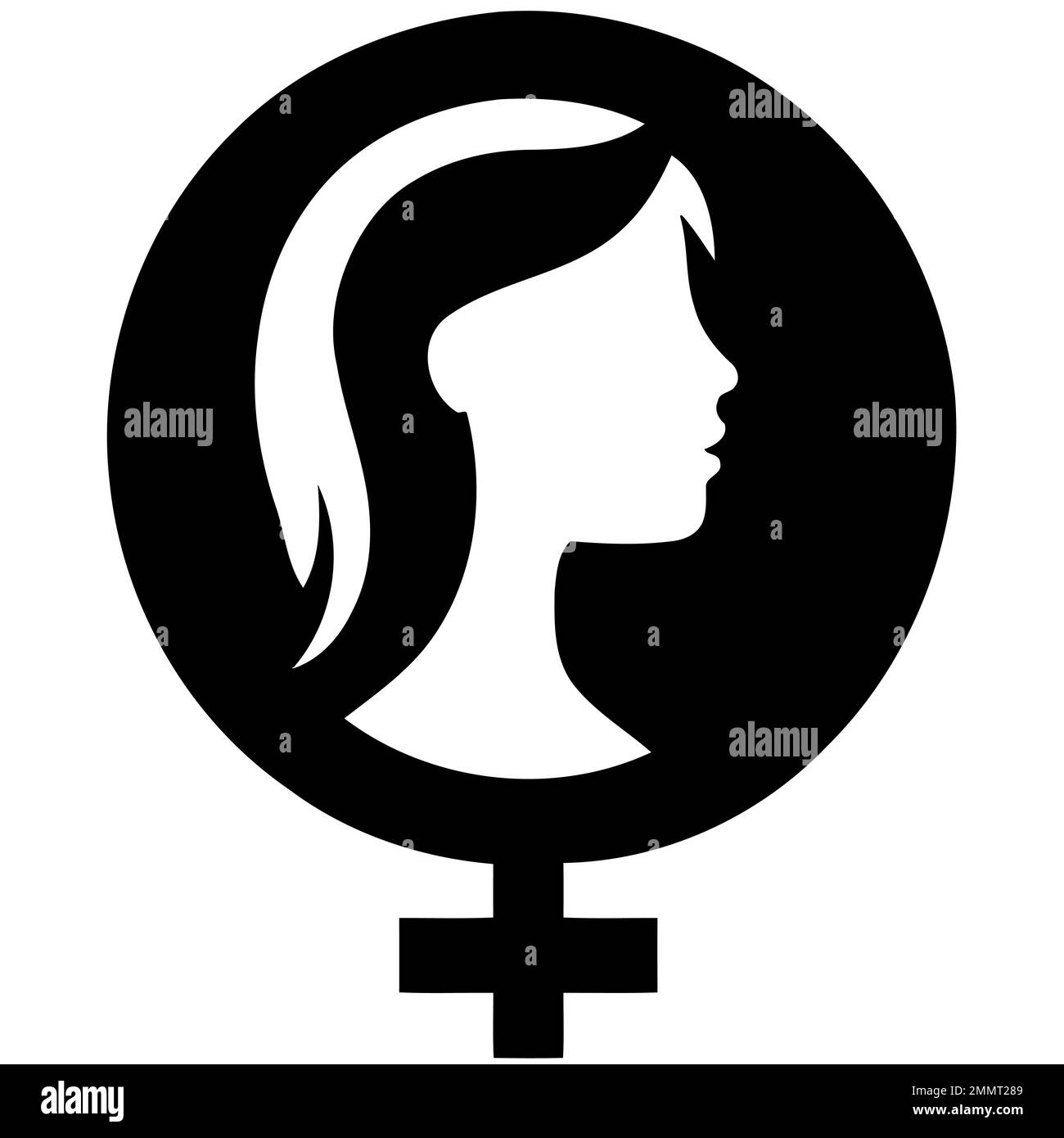 Female gender symbol merged with female face in minimalist style Stock ...